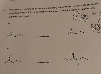 Solved 12 ﻿Wrate reaction equations or a scheme including | Chegg.com