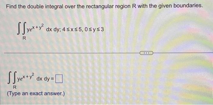 Solved Find the double integral over the rectangular region | Chegg.com
