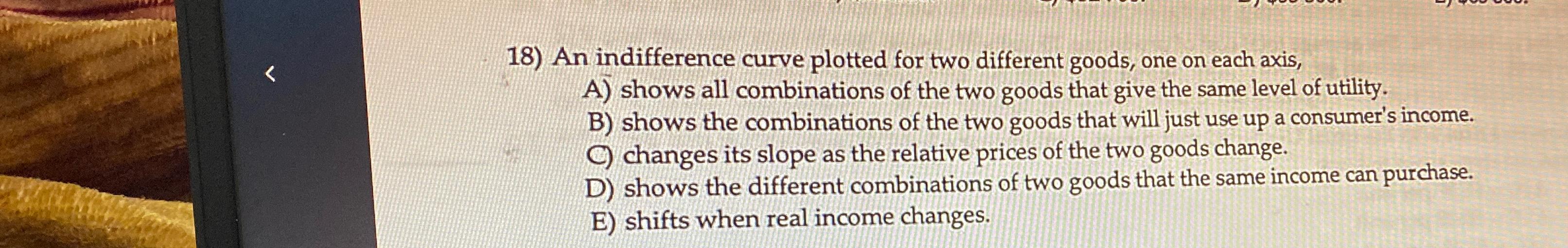 Solved An indifference curve plotted for two different | Chegg.com