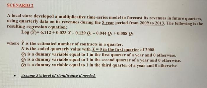 Solved A local store developed a multiplicative time-series | Chegg.com