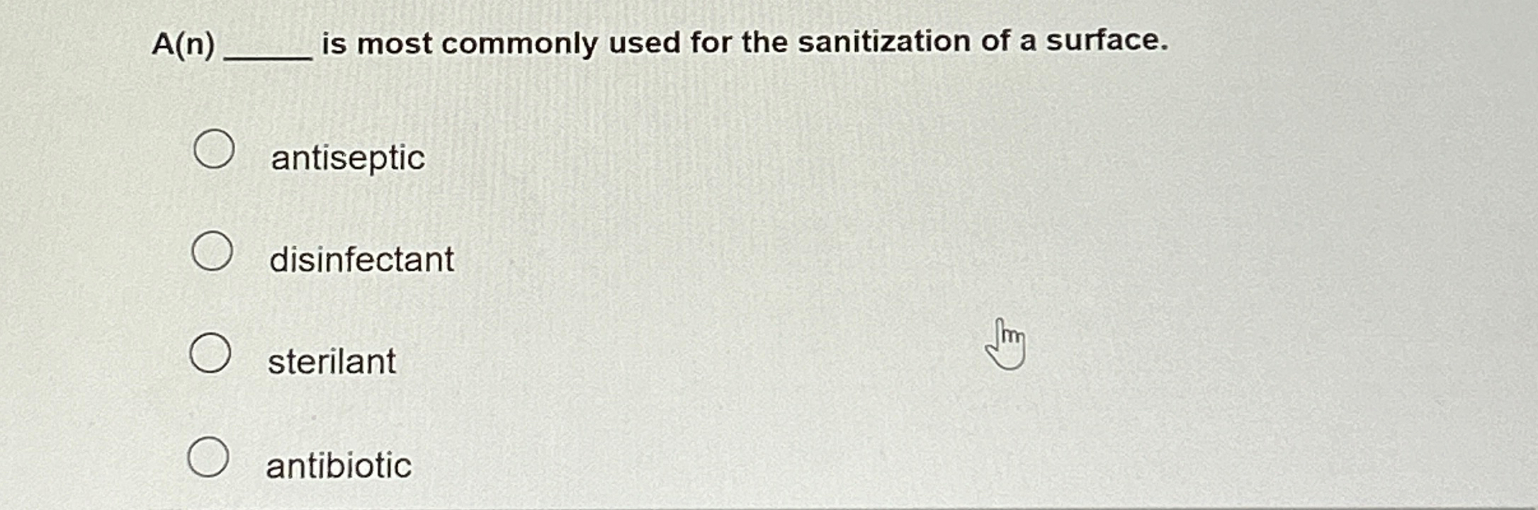 Solved A(n) q, ﻿is most commonly used for the sanitization | Chegg.com
