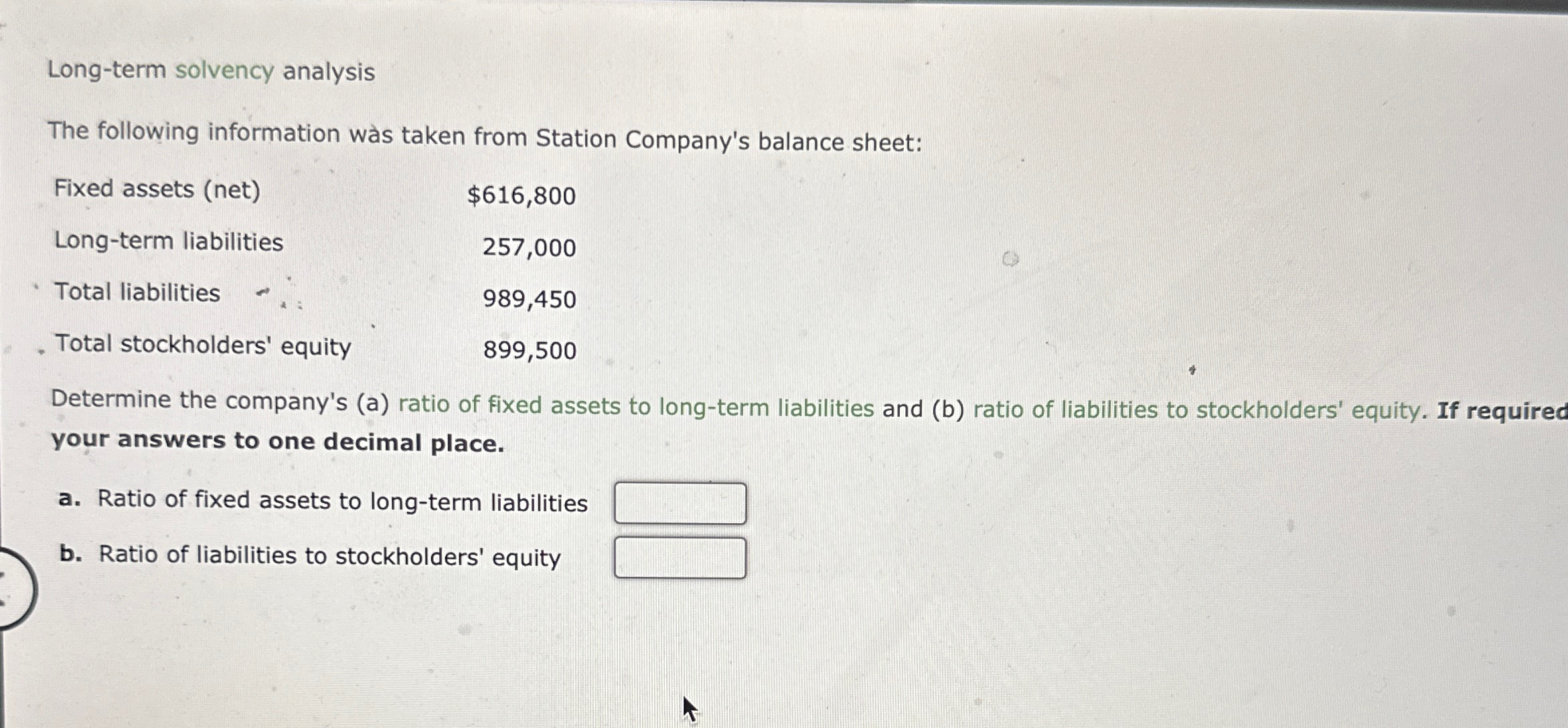 Solved Long-term solvency analysisThe following information | Chegg.com