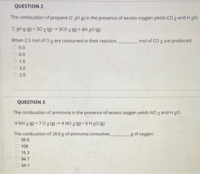 Solved The combustion of propane (C3H8) in the presence of | Chegg.com