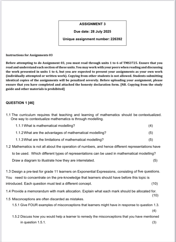 Solved ASSIGNMENT 3Due date: 28 ﻿July 2025Unique assignment | Chegg.com