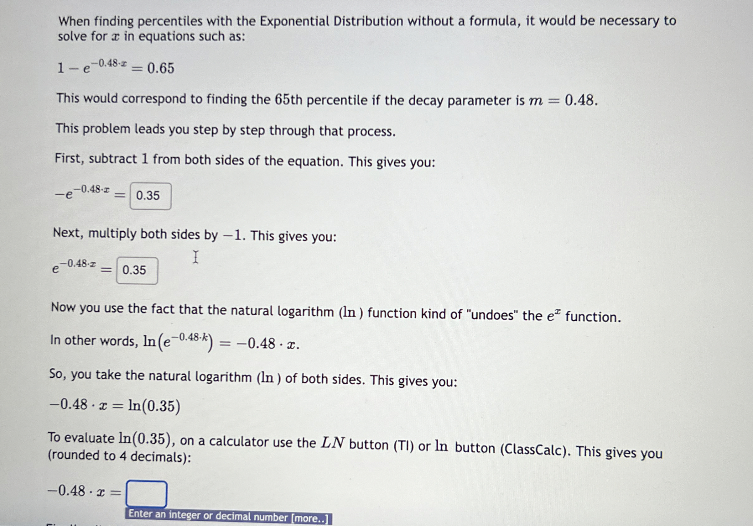 Solved When finding percentiles with the Exponential | Chegg.com