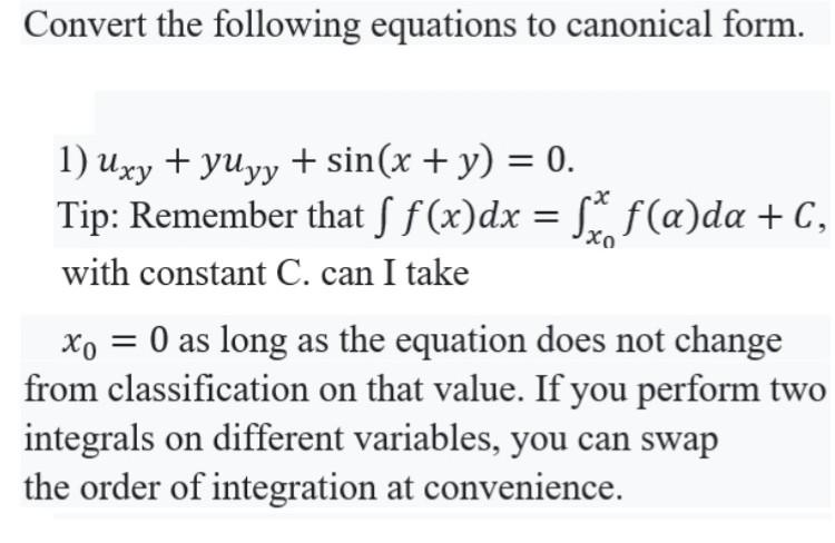 Solved Convert the following equations to canonical form. 1) | Chegg.com