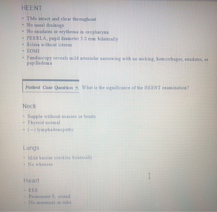 Solved HEENT - TMs intact and clear throughout No nasal | Chegg.com