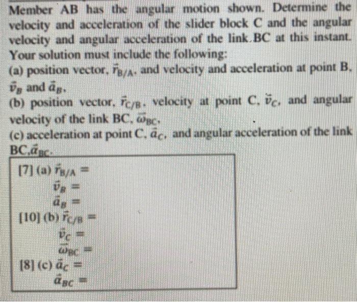 Solved Member AB has the angular motion shown. Determine the | Chegg.com