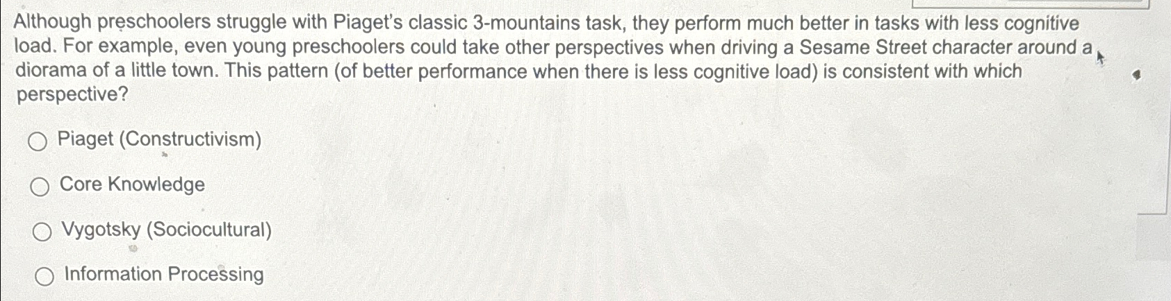 Solved Although preschoolers struggle with Piaget's classic | Chegg.com