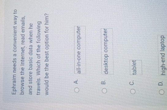 Solved Ephraim needs a convenient way to browse the | Chegg.com