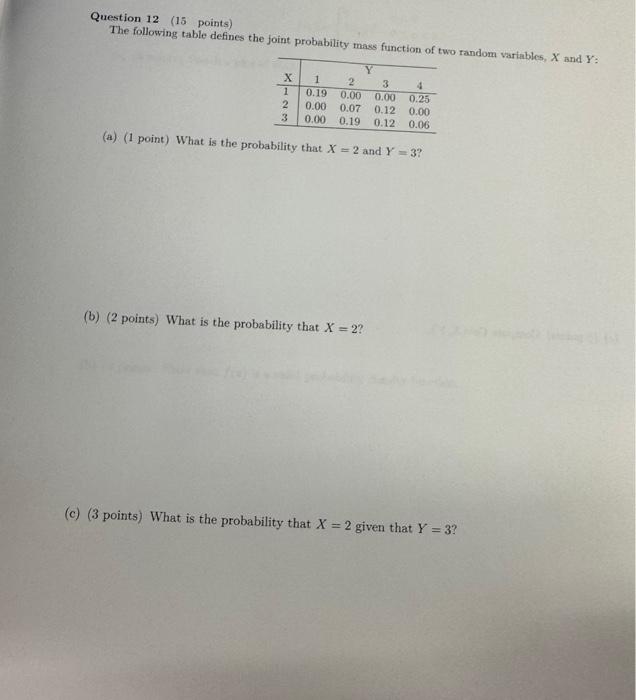 Solved Question 12 (15 points) The following table defines | Chegg.com