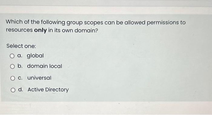 Solved Which of the following group scopes can be allowed | Chegg.com