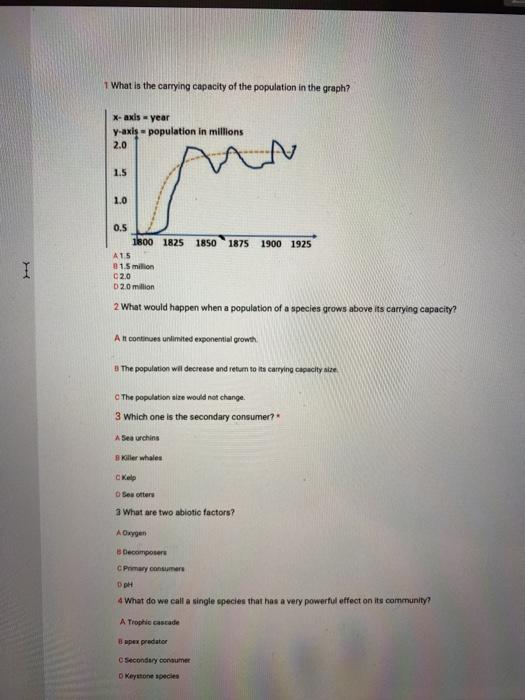 Solved 1 What is the carrying capacity of the population in | Chegg.com