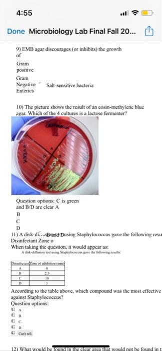 Solved 9) EMB agar discourages (or inhibits) the growth of | Chegg.com