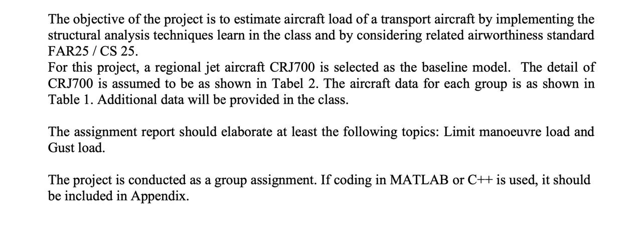 Solved The objective of the project is to estimate aircraft | Chegg.com