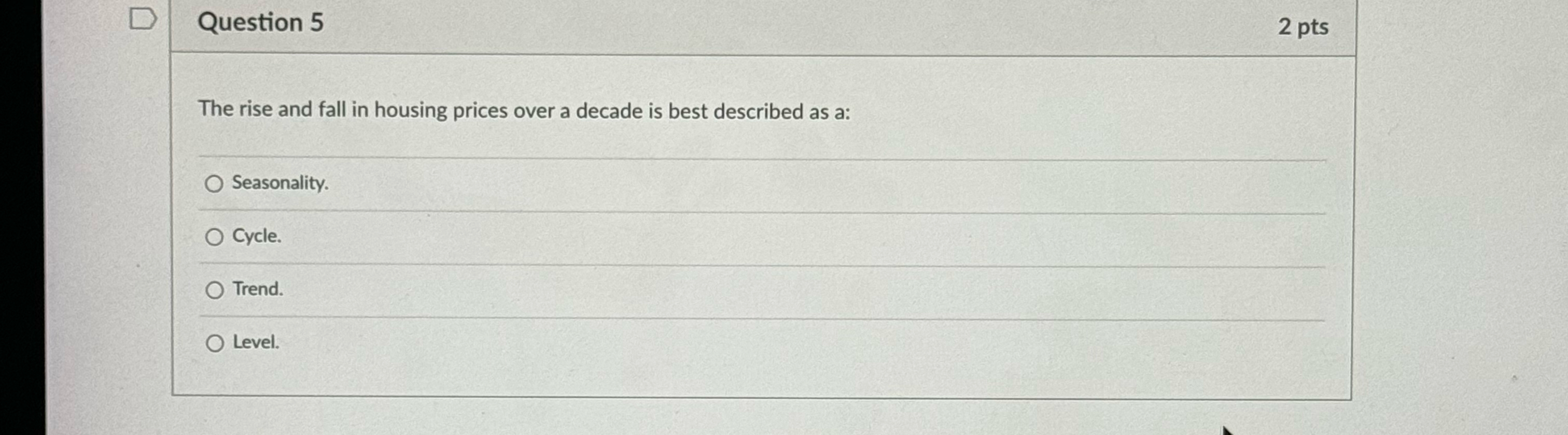 Solved Question 52 ﻿ptsThe rise and fall in housing prices | Chegg.com