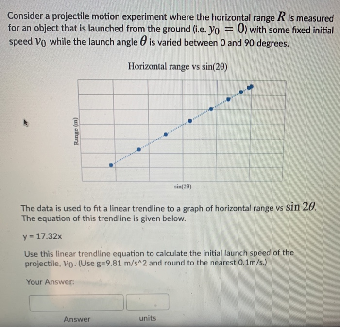 Solved Consider a projectile motion experiment where the | Chegg.com