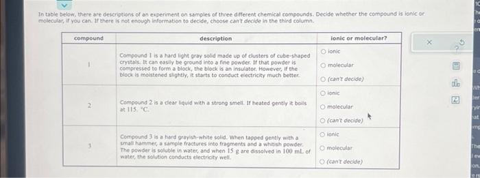 Solved In table below, there are descriptions of an | Chegg.com