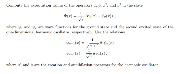 Solved Compute the expectation values of the operators | Chegg.com