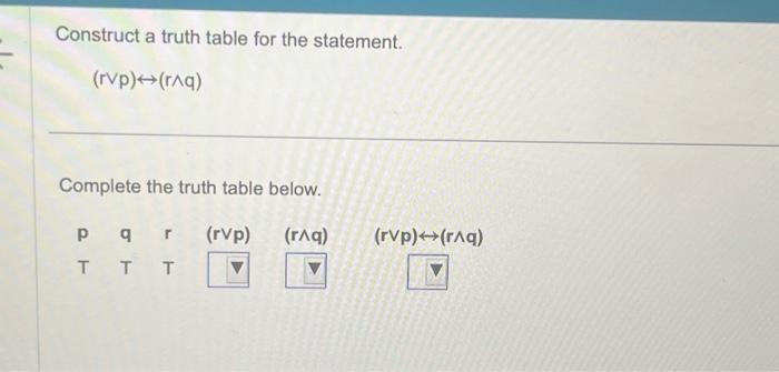 Solved Construct a truth table for the statement. | Chegg.com