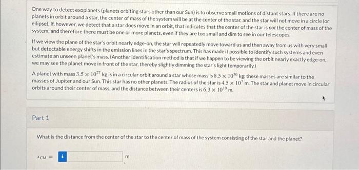 Solved One way to detect exoplanets (planets orbiting stars | Chegg.com