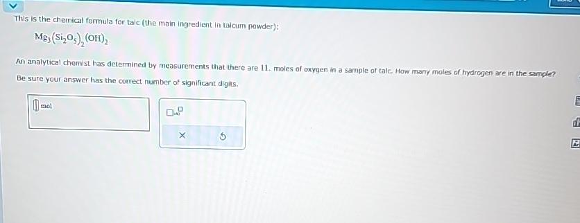 Solved This is the chemical formula for talc (the main | Chegg.com