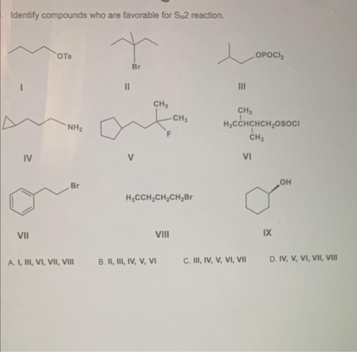 Solved Identify compounds who are favorable for S2 reaction. | Chegg.com