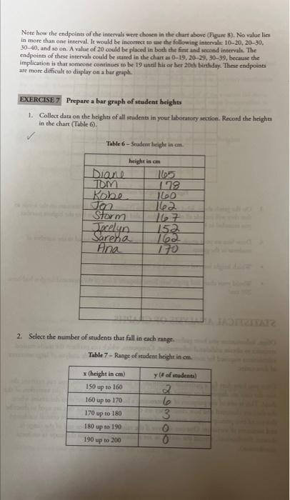 Solved Note bow the endpoints of the intervals were chosen | Chegg.com
