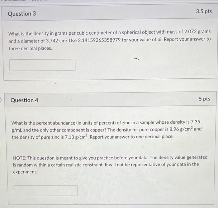 Solved What is the density in grams per cubic centimeter of | Chegg.com