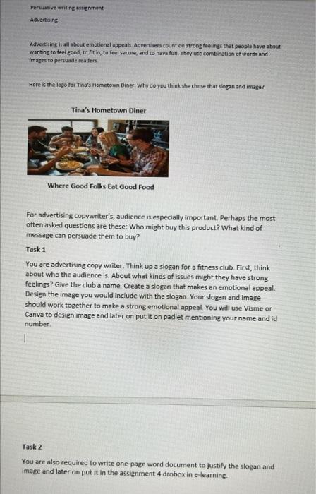 Persuasive writing assignment Advertising Advertising | Chegg.com