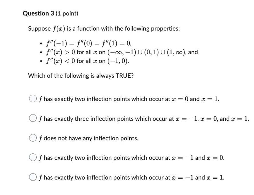 Solved Suppose f(x) is a function with the following | Chegg.com