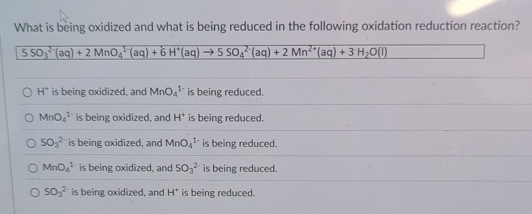 Solved What is being oxidized and what is being reduced in | Chegg.com