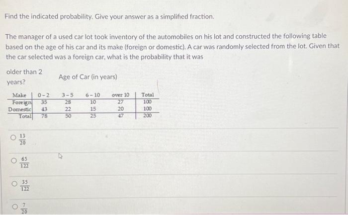 Solved Find the indicated probability. Give your answer as a | Chegg.com