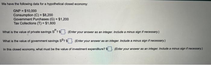 Solved We have the following data for a hypothetical open | Chegg.com