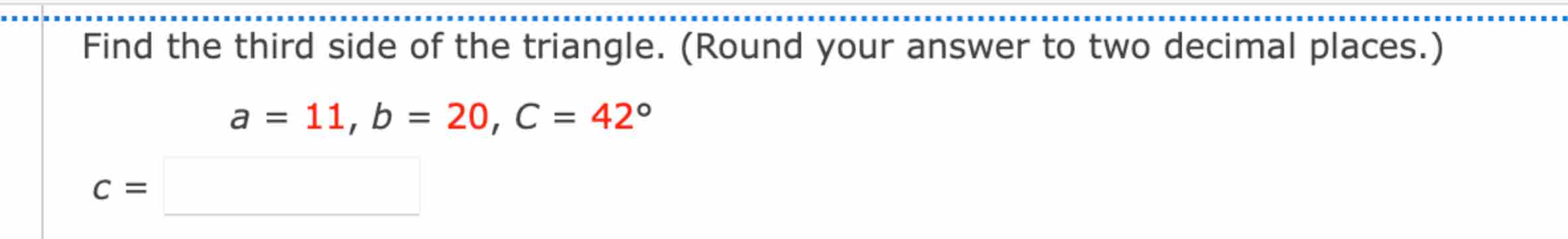 Solved Find the third side of the triangle. (Round your | Chegg.com