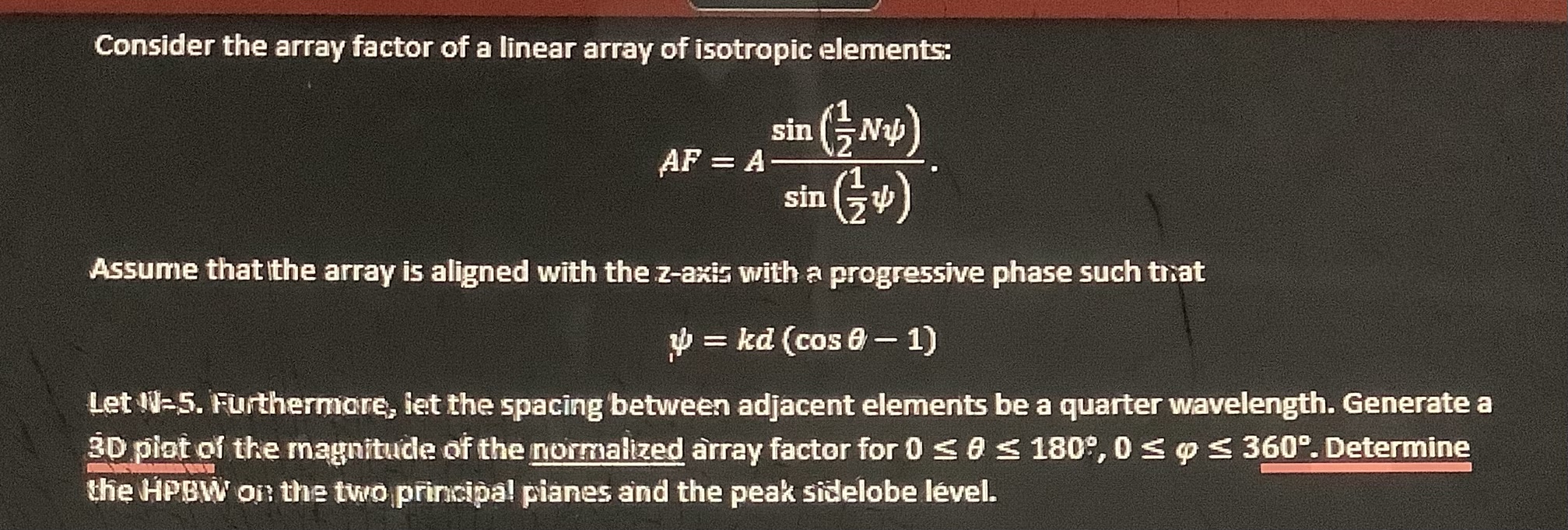 Consider the array factor of a linear array of | Chegg.com