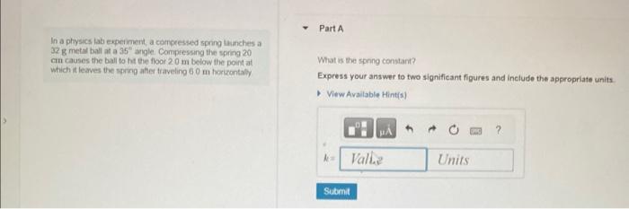 Solved In a plysics lab experiment a coerpressed spring la | Chegg.com