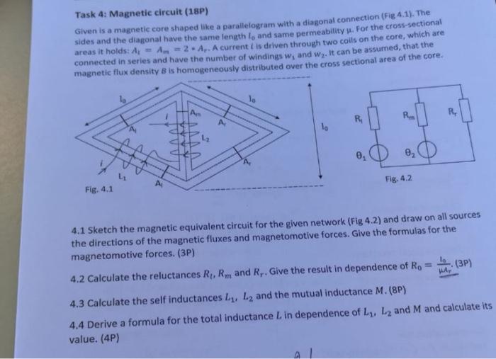 Solved Task 4: Magnetic circuit (18P) Given is a magnetic | Chegg.com