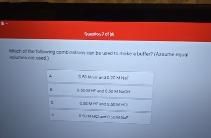 Solved Quastion 7 ﻿of 20Which of the following combinations | Chegg.com