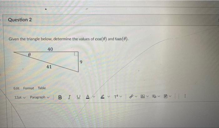 Solved Given the triangle below, determine the values of | Chegg.com