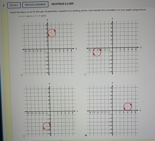 Solved Graph the plane curve for the pair of parametric | Chegg.com
