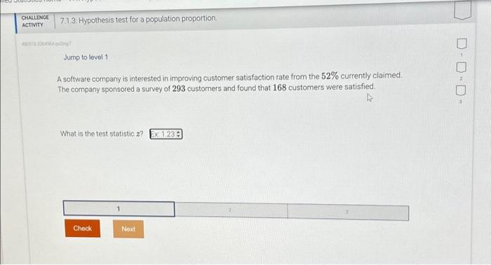 Solved CHALLENGE 7.1.3: Hypothesis test for a population | Chegg.com