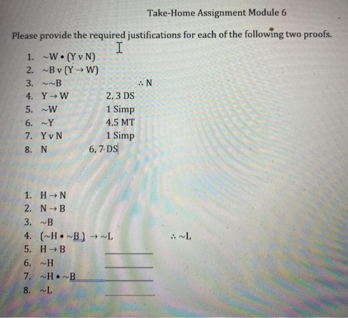 Take-Home Assignment Module 6 Please provide the | Chegg.com