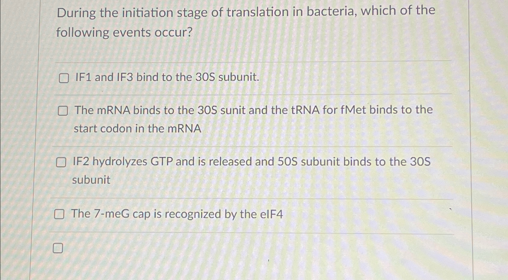 Solved During the initiation stage of translation in | Chegg.com