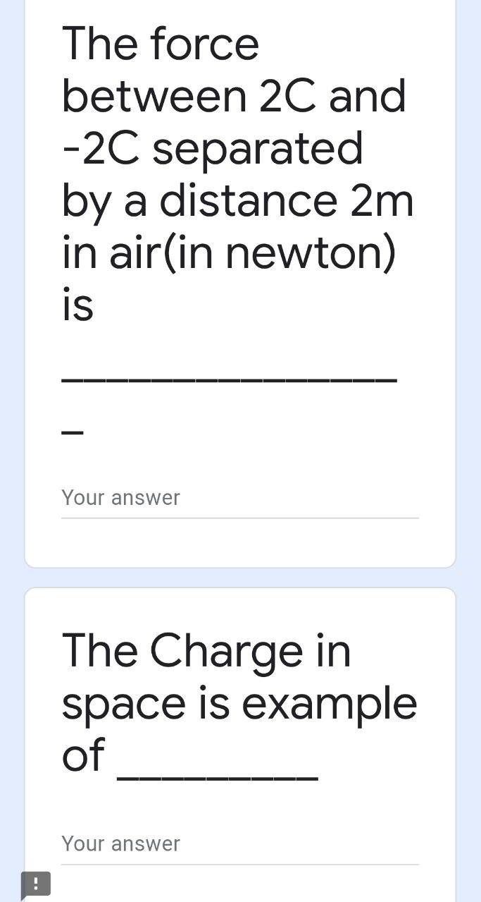 Solved The force between 2C and -2C separated by a distance | Chegg.com