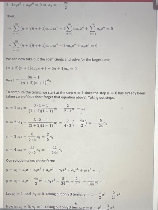 Solved Solve The Differential Equation Using Power Series
