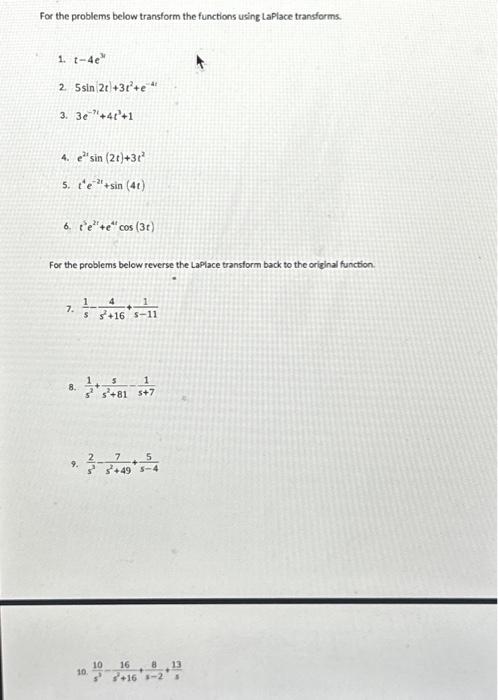 Solved For the problems below transform the functions using | Chegg.com