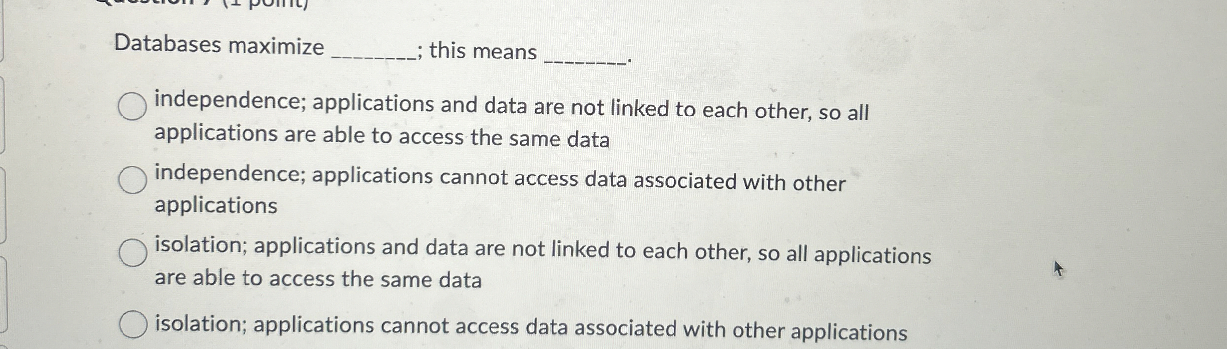 Solved Databases maximize ﻿this means q,independence; | Chegg.com