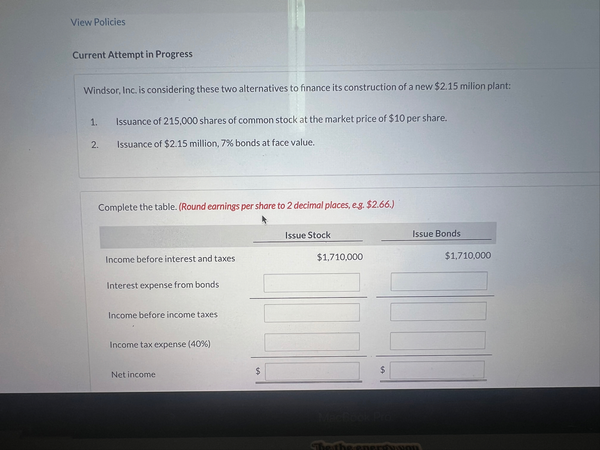 Solved View PoliciesCurrent Attempt in ProgressWindsor, Inc. | Chegg.com