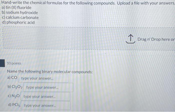 Solved Hand-write the chemical formulas for the following | Chegg.com